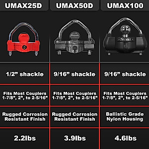 Trimax UMAX100 Premium Universal Dual Purpose Coupler Lock , Black