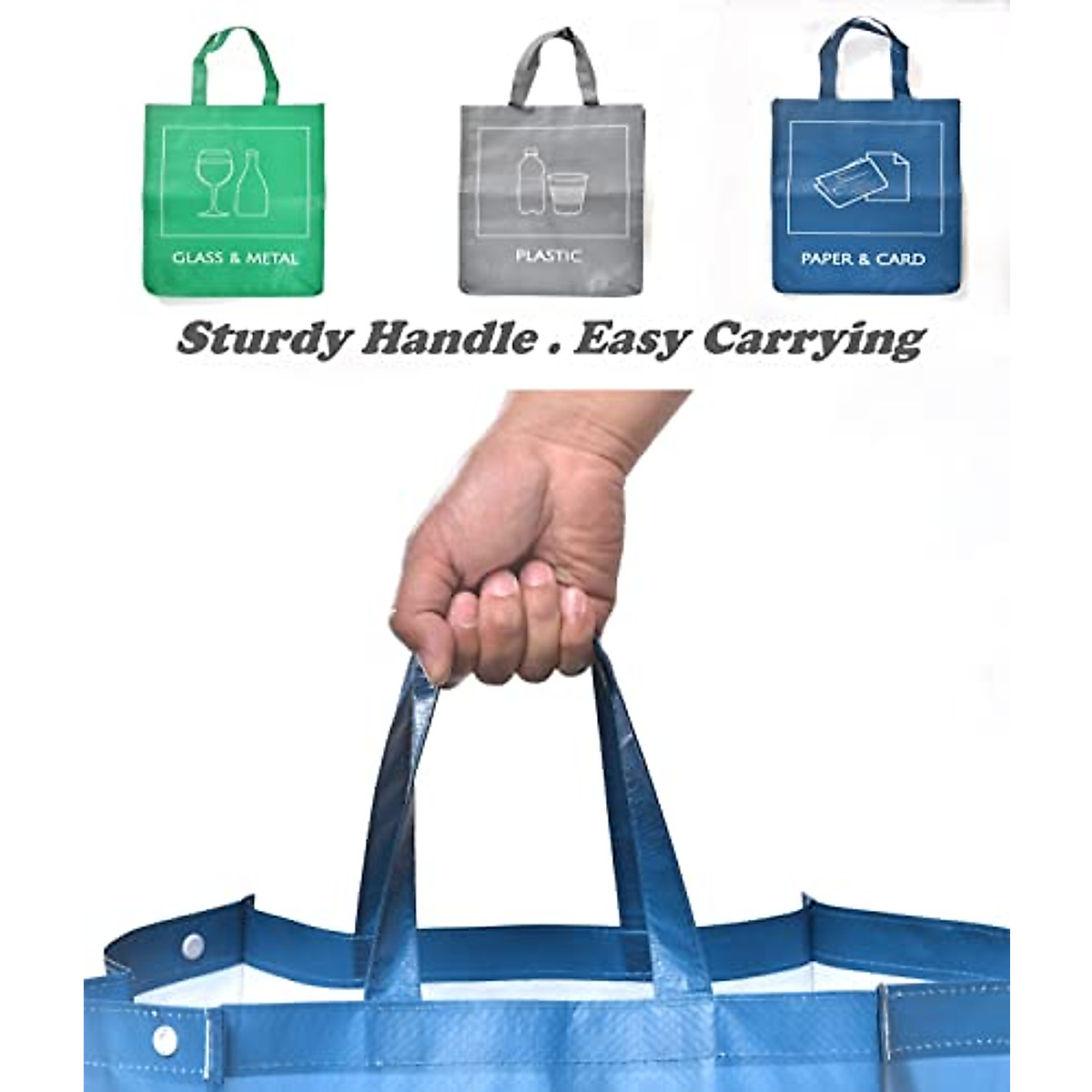 YOUNG DA Reusable Recycle Bin Bags, Separate Recycling Trash Bins Box for Home Kitchen Garden, Recyclable Waste Sorting Organizer Waterproof Compartment Container(3pcs)