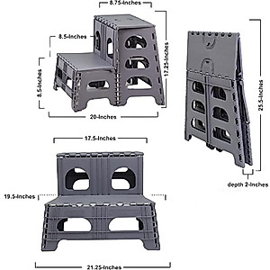 Bee Neat 2 Step Folding Step Stool for Pets and Dogs - Indoor Outdoor Foldable Pet Stairs Ideal for High Bed, Car, SUV & More – Collapsible Step Stool Ladder Supports 200lbs - Gray