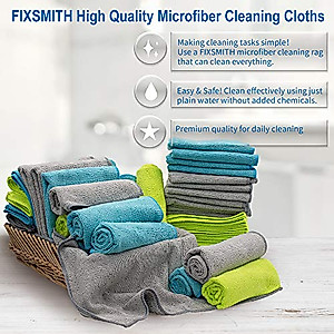 FIXSMITH Microfiber Cleaning Cloth - Pack of 50, Multi-Functional Cleaning Towels, Size: 12 x 16 in, Highly Absorbent Cleaning Rags, Lint-Free, Streak-Free Cleaning Cloths for Car Kitchen Home Office