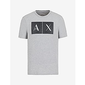 A|X ARMANI EXCHANGE mens Crew Quited Logo Tee T Shirt, Heather Grey, Medium US