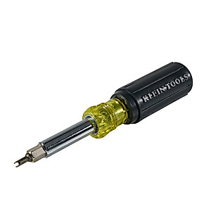 Klein Tools 32527 Multi-Bit Screwdriver / Nut Driver, 11-in-1 with Phillips, Slotted, Square, and Schrader Bits and Nut Drivers