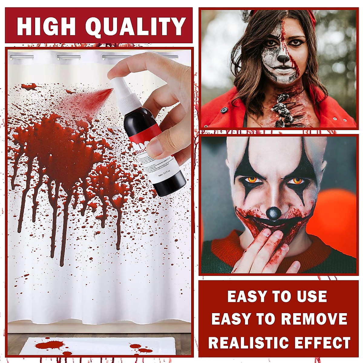 SFX Halloween Makeup Kit,Special Effects Scar Makeup Skin Wax with Spatula,Fake Blood Cream,Fake Blood Splatter Spray,Castor Oil,Black Stippling Sponge for Zombie Cosplay Makeup