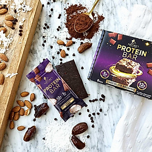 Chocolate Brownie Protein Bars - High Protein Snacks to Support Energy & Replace Meals - Snack Size Chocolate Coconut Bars by Natures Nutrition - 1.83 oz (Pack of 12)