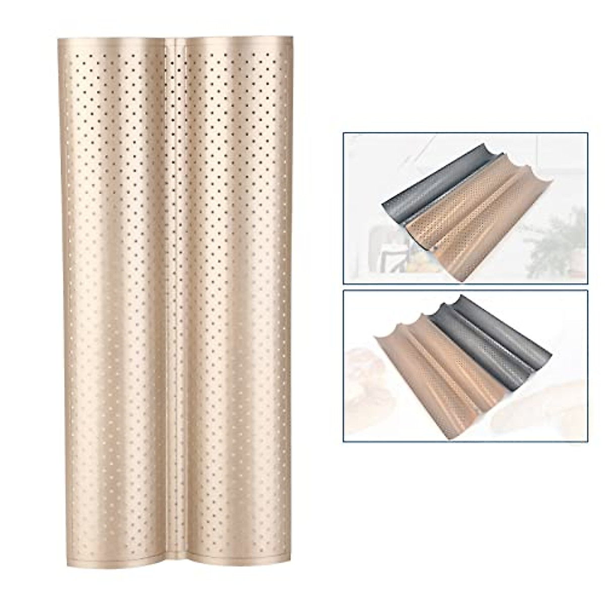 Zerodis Bread Baking Pan, 2 Slots Bread Baking Carbon Steel Baguettes Baking Tray Nonstick Easy to Wash Bakeware Toast Baking Bread Loaf Pan for Kitchen Cooking Baking