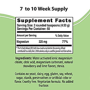 NaturalSlim Magicmag Pure Magnesium Citrate Powder – Stress, Constipation, Muscle, Heart Health, and Sleep Support | Natural Strawberry & Lime Flavored Magnesium Supplement - 8oz Drink Mix (Solo)