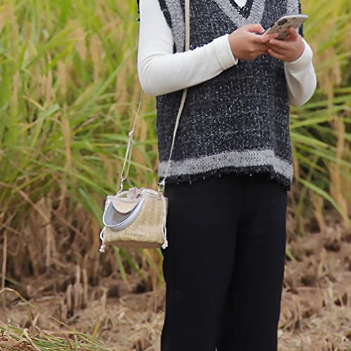 Balacoo Hamster Carrier Bag Small Animal Portable Outgoing Bag Pouch for Sugar Glider Hamster Squirrel Small Animals,Light Coffee,S1151HQ159N1UTG1,14X14CM