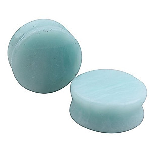 Amazonite Natural Organic Stone Ear Tunnels Plugs Stretcher Flesh Expander Gauges Earrings Aventurine Double Flared Body Piercings Jewelry