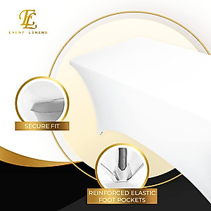 Luxury Collection White 6ft Tablecloth Rectangular Spandex Linen - Table Cloth Fitted Cover for 6 Foot Folding Table, Wedding Linens Banquet Cloths Rectangle Covers