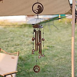 Iwaiting Outdoor Cat Wind Chimes for Outside, Memorial Wind Chimes Gifts for Mom,Great Gift for Your Own Patio, Porch, Garden, and Backyard