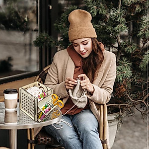 SGIBYN All-in-One Wooden Yarn Bowl for Knitting with Needle Tubes and Velvet Storage Bag.Multifunctional Knitting Tool, Wooden Yarn Bowl Knitting Bowl, Yarn Organizers and Storage.