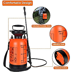 iPower 1.35 Gallon Lawn Garden Pump Sprayer Adjustable Shoulder Strap, Pressure Relief Valve, with 6.5 Inch Hand Pruner Combo, Stainless Steel Blades, Spray Bottle & Yellow, Yellow