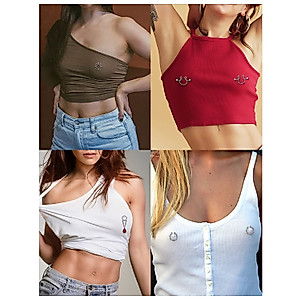 Oufksiyy Fake Nipple Ring Stainless Steel Non-Piercing Nipple Rings Clip On Nipplerings Faux Body Piercing Jewelry for Women Men 26PCS