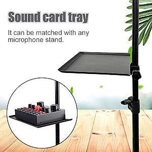 SYCOOVEN Sound Card Tray, Metal Height Adjustable Shelf for Small Items Microphone Stand Replacement Part Music Stand Accessories (Size:7.87x5.12inch)