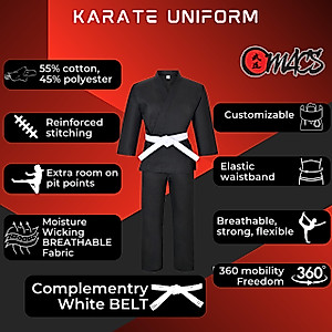 Karate gi Martial Arts Elastic Drawstring Karate Uniform For Kids & Adult Lightweight Student Gi with Free Belt 00 (3'9"-4'/50 lbs)