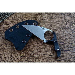 TWO SUN Fixed Knife 14C28N Blade with Kydex Case Black Micarta Handle TS467