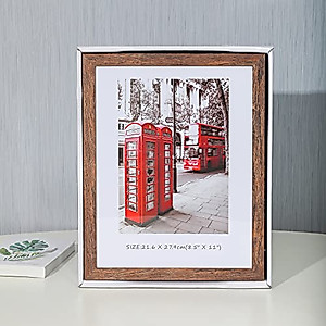 8.5x11 Picture Frame Set of 6, Certificate Document Frame Set with Display Box, Rustic Style Antique Brown Wood Grain Photo Frame Suitable for Desktop Display and Wall Decoration.