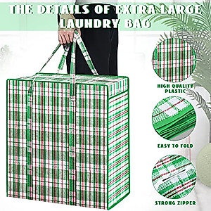 Set of 8 Checkered Large Laundry Bag with Zipper 82.5 L Plaid Moving Bags Plastic Storage Bags Moving Totes with Handles for Packing Clothes Travel Bedding Blanket, 19.7 x 21.7 x 11.8 Inch, 4 Colors