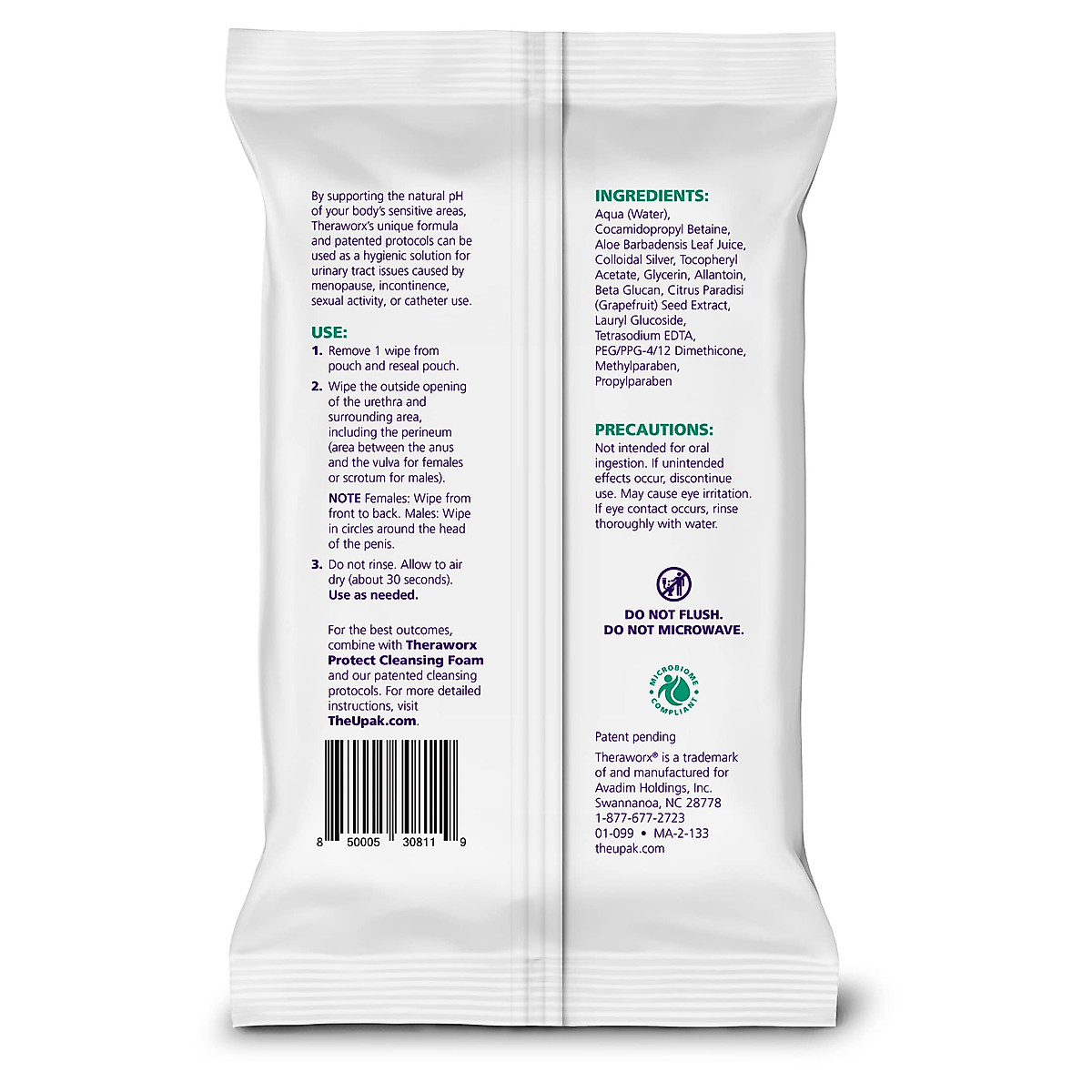 Theraworx Protect 60-Count Wipes for Daily Urinary Health and Hygiene Care