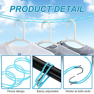 6 Pack Clothesline Windproof Clothesline 16.4 ft Windproof Clothes Drying Rope Blue Pink Green Adjustable Nylon Clothesline Hanging Portable Travel Clothesline for Indoor Outdoor Laundry Camping Home