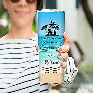 Fatbaby Retirement Gifts for Women,Happy Retirement Travel Tumbler Cup,Retired Gifts for Women Coworker,Vacuum Insulated Stainless Steel Skinny Tumbler With Lid and Straw 20oz