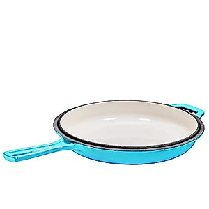 Bruntmor Caribbean 3QT Cast Iron Dutch Oven & Skillet Combo, Enamel Coated Cookware, Perfect for Braising, Casseroles and Slow Cooking