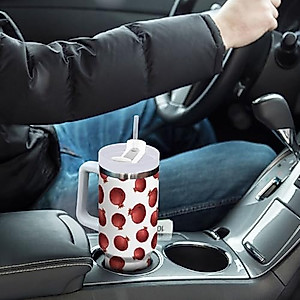 ARGTILDN 40 oz Tumbler Pomegranate Fruit Insulated Travel Mug with Handle and Straw Lid Stainless Steel Vacuum Coffee Cup Tea Beverage Container Water Bottles for Car Sports office