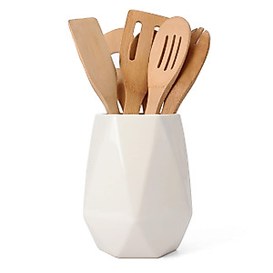 Milltown Merchants Ceramic Utensil Holder - Kitchen Utensil Holder - Utensil Crock - Utensil Caddy/Container Utensil Holder (Geometric)