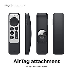 elago R5 Locator Case Compatible with 2022 Apple TV 4K Siri Remote 3rd Gen, Compatible with 2021 Apple TV Siri Remote 2nd Gen and Compatible with Apple AirTag - Full Access to All Functions [Black]