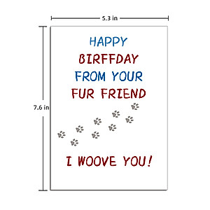 Ikassong Funny Birthday Card from Dog 5.3 x 7.6 with 2 Envelopes for Men Women Dog Lover Owner Bday Naughty