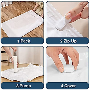 Vacuum Storage Bags, OFFSIR Vacuum Sealer Bags Space Saver Vacuum Storage Bags Compression Bags for Comforters and Blankets, Vacuum Seal Bags for Clothes with Hand Pump-8 Packs(4 Jumbo, 4 Large)