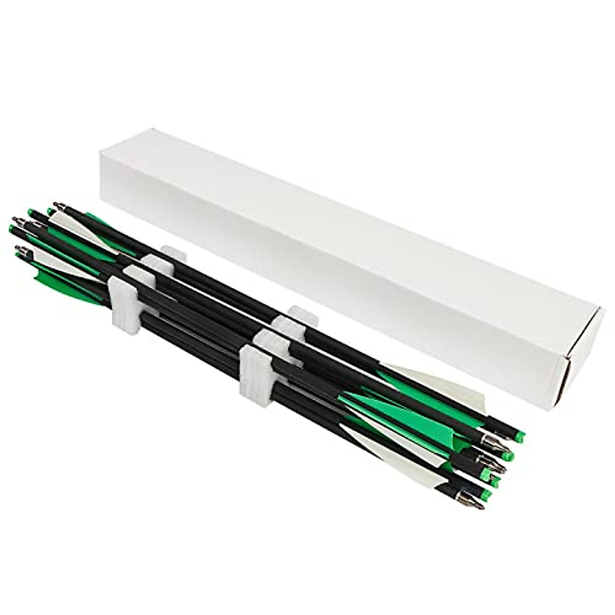 TOPARCHERY 12pcs Crossbow Arrows Crossbow Bolts 20 inch Hunting Archery Crossbow Carbon Arrows with 4 inch Vanes and Replaced Arrowhead/Tip (A Green white 20'')