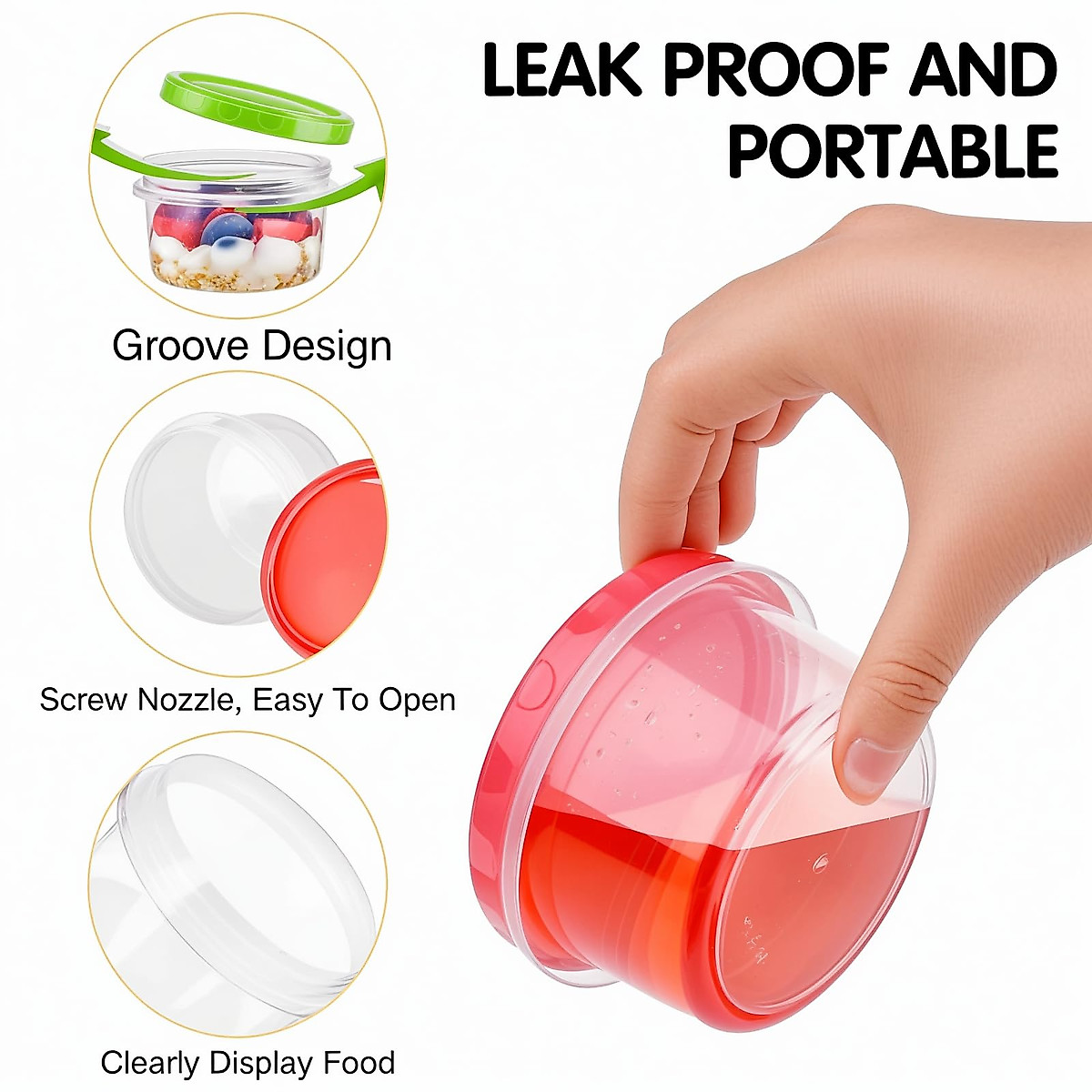 ZILAMGOO 12-pack 8oz/250ml Reusable Small Freezer Containers with screw lid leakproof, Airtight, Stackable