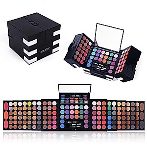 UCANBE 142 Colors Pigmented Shimmer Matte Eyeshadow Palette + 3 Colors Face Blushes + 3 Colors Eyebrow Powder Makeup Set with A Mirror Nude Colorful Eye Shadow Kits Women Gift
