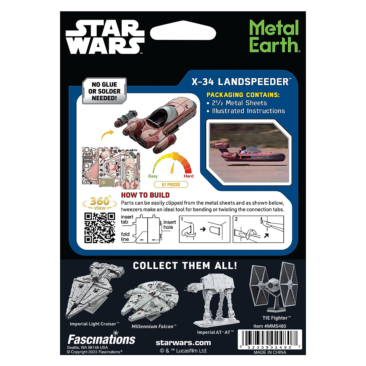 Metal Earth Star Wars X-34 Landspeeder 3D Metal Model Kit Fascinations
