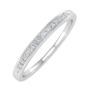 Channel Set Princess Cut Diamond Wedding Band Ring in 10K White Gold (0.15 cttw) (Ring Size 6.25) (I1-I2 Clarity)