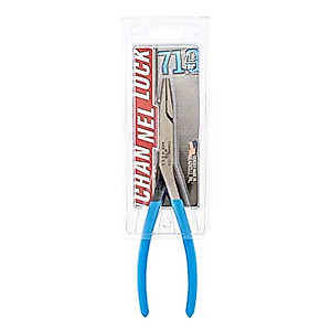 Channellock 718 8-Inch Flat Nose Pliers | Duckbill Jaw Pliers with Extra Long Nose and Crosshatch Teeth Pattern Designed for Hard-to-Reach Places | Forged of High Carbon Steel | Made in the USA