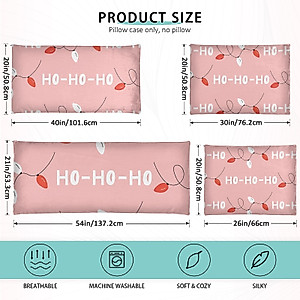 Cute Christmas Ho Pink Pillowcase for Hair and Skin Body Pillow Cover Body Pillow Cases Queen Size 20"X 30" Throw Pillow with Zipper for Women Men