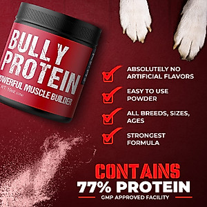 Bulk EM' UP! Real Meat Bully Protein Muscle Bulker | 283mg Pure Protein Powder for Bullys and Dogs | Daily Protein for Your Pitbull, Fast Gains. 30 Day Supply (60 Servings) Bully/Dog Protein