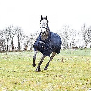 HORZE Avalanche 1200D Lightweight Turnout Blanket with Fleece Lining | Waterproof Horse Rain Sheet - Peacoat Dark Blue - 72 in