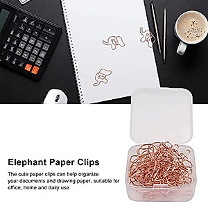 20Pcs Cute Elephant Shaped Paper Clips,Rose Gold Journal Paper Clips Metal Bookmark Clips Office Supplies with Storage Box for Document Organizing