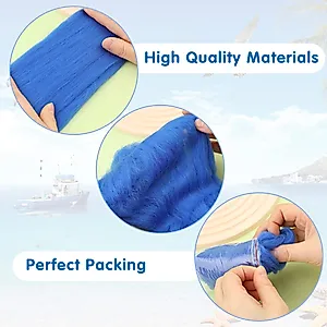 WONVOC Needle Felting Wool 80 g, 8 Colors Nature Wool Roving, Felting Wool Bulk, Wool Roving for Needle Felting, for DIY Craft Materials and Felting Wool Craftsmen, 10g/Color, Blue