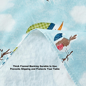 Newbridge Blue Snowy Snowman Print Flannel Back Vinyl Christmas Tablecloth - Cute Snowmen in Sweaters and Scarves Xmas Winter Holiday Wipe Clean Easy Care Tablecloth, 60” x 102” Oblong/Rectangle