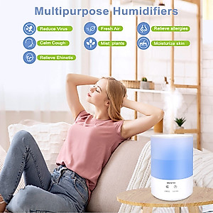 Dehumidifier for Home, Portable Small Bedroom Bathroom Basement Closet Garage RV Office, Auto Shut Off 7 Colorful LED & Two Working Modes Ultra Quiet, White