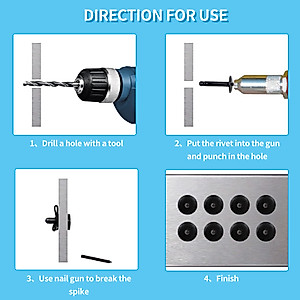 Jiozermi 60 Pcs Aluminum Blind Rivets, 3/16” x 1” Pop Rivets Assortment, Black