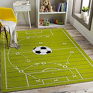 Artistic Weavers Brandi Kids Soccer Area Rug, 3'11" x 5'7", Lime