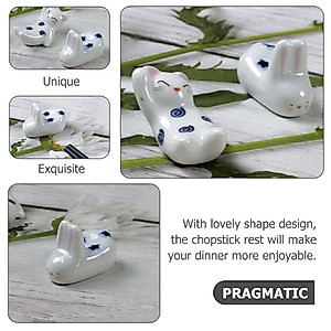 BESPORTBLE 3pcs Table Setting Chopstick Rest Rack Utensil Cutlery Pillow Rest for Chopsticks Easter Chopsticks Holder Miniature Cat Ceramic Rabbit Miniature Spoon Rest Cartoon Ceramics White
