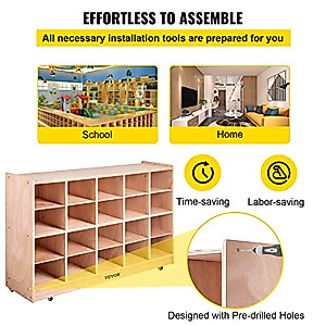 Happybuy 20-Section Cubbies for Classrooms, Cubby Storage Cabinet, Classroom Cubbies, Compartment Storage Cabinet, Classroom Furniture for Home, School, Kindergarten