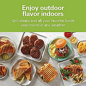 Hamilton Beach Steak Lover's Electric Indoor Searing Grill, Nonstick 100 Square, Stainless Steel (25331), Black and Stainless, Medium