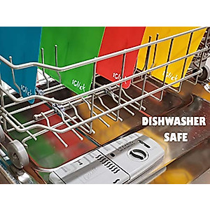 1 Click Extra Thick Flexible Plastic Cutting Board Mats with Food Icons &"EZ-Grip" Waffle Back, (set of 4), For Kitchen & Bar